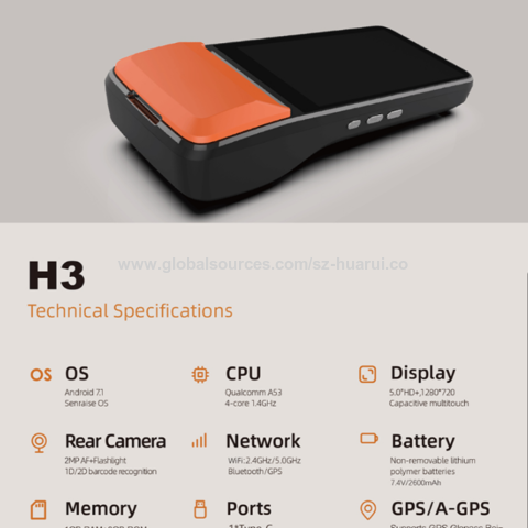 Buy Wholesale China Android Mobile Pos Terminal Barcode Scanner Thermal ...