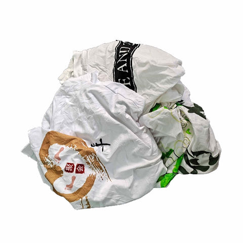 Buy Wholesale China 100% Cotton Cloth Scrap White Printed T Shirt Rags ...