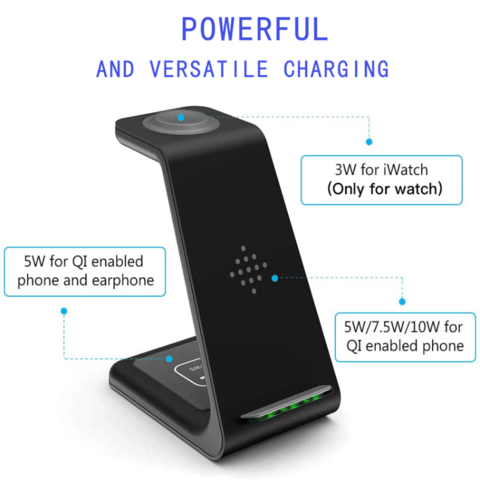 Multi Mobile Fast Usb 3 In 1 Dock Stand Station Qi Wireless Charger ...