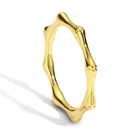 Buy Wholesale China Simple 14k Gold Plated Smooth Surface Finger Bamboo Ring For Girl & Bamboo ...