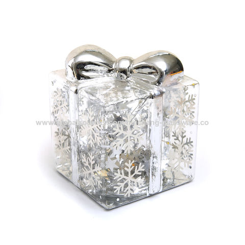 Buy Wholesale China Led Glass Christmas Gift Box Shape Deciration With ...
