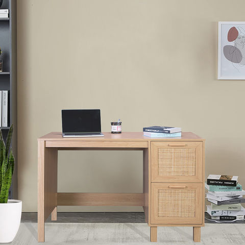 Buy Wholesale China Modern Wooden Computer Desk With 2 Rattan Drawers ...