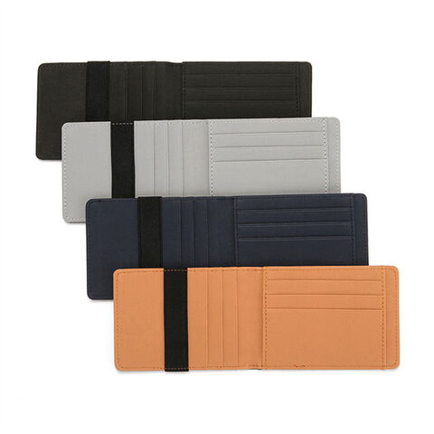 Custome Logo Short Rectangular Rfid Leather Card Holder Money Clip ...