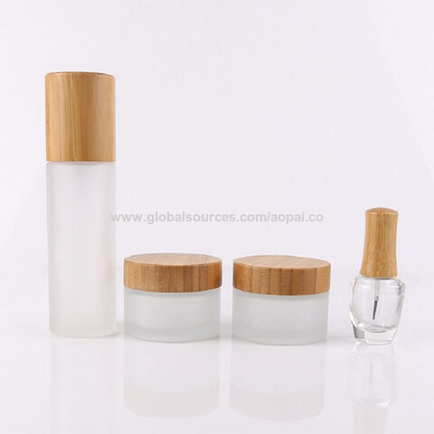 Buy Wholesale China 5g 15g 30g 50g 100g 200g Frosted Glass Jar Bamboo Jar Cosmetic Cream Bottle ...