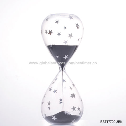 15 Mins Sand Watch With Oem Various Design Decals On Surface Black Sand ...