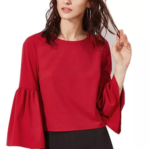 Buy Wholesale China Ladies Red Blouses Blouse Designs For Office ...