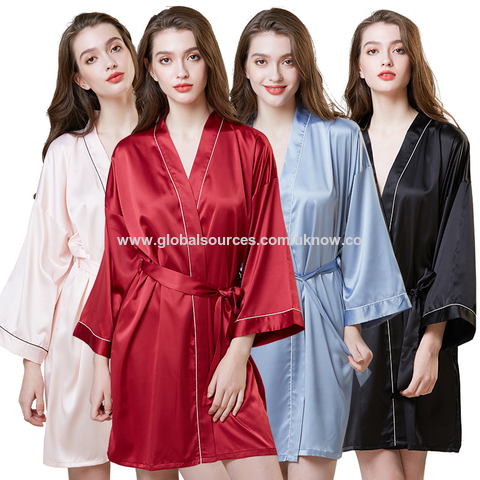 Buy Wholesale China Women's Sleeping Robes, Imitation Silk Nightgown ...