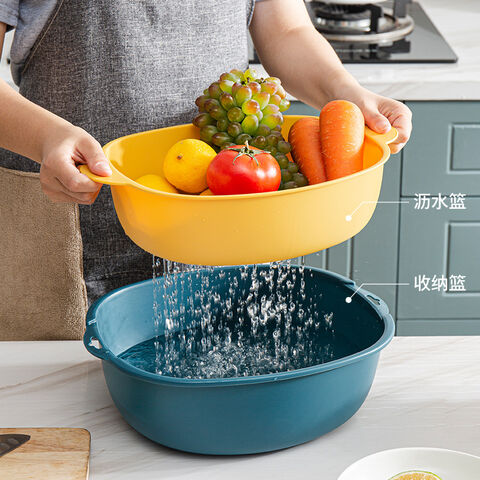 Buy Wholesale China Double-layer Drain Basket Fruit Plate Kitchen Rotary Washing Vegetable ...