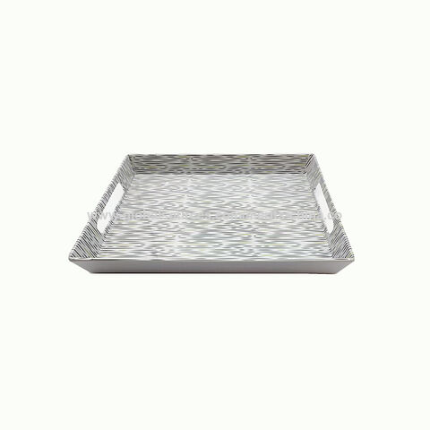 Plastic Melamine Rectangular Tray With Handles, Decor Serving Tray For ...