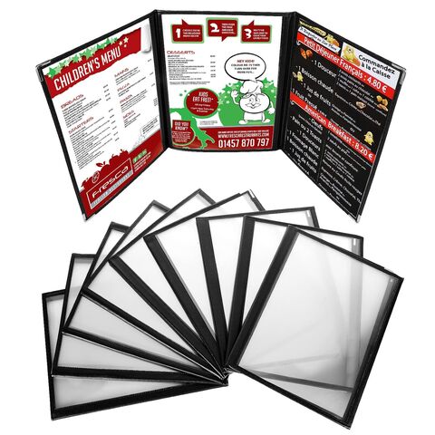Menu Covers 8.5 X 11 Inch 6 View 3 Page Transparent Restaurant Menu ...