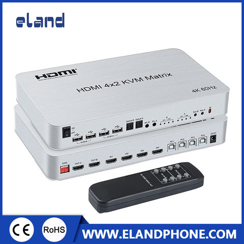 Buy Wholesale China 4 Port Usb Hdmi Kvm Matrix 4x2 Dual Monitor 4k 60hz ...