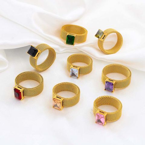 Buy Wholesale China 18k Gold Plated Pave Square Rainbow Zircon Mesh ...
