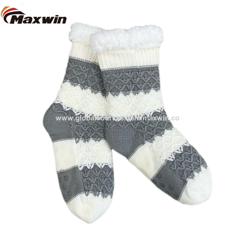 Buy Wholesale China Women Acrylic Cable Winter Cozy Socks With Non-skid ...