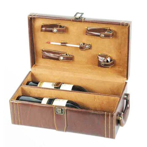 Buy Wholesale China Rectangular Pu Wine Box For Two Bottles, Exquisite ...