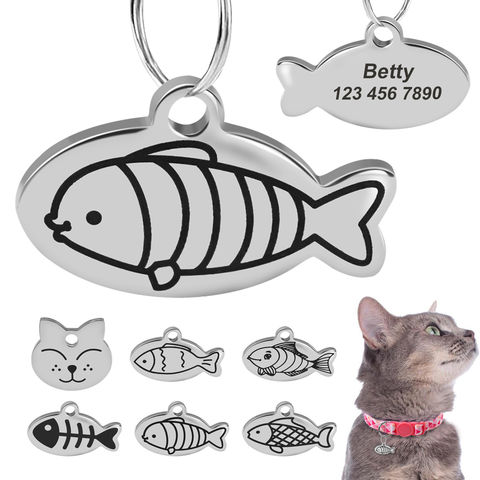Buy Wholesale China Custom Engraved Cat Id Tag Cute Fish Shape Kitten ...