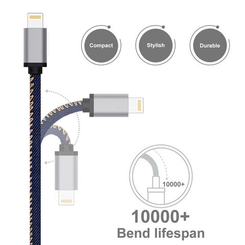 Cable For Iphone,mfi Certified Lightning Cables Long 6.6 Foot Nylon ...
