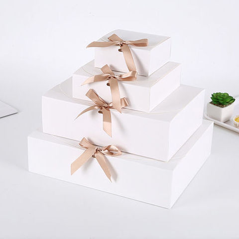 Exquisitely Crafted Cowhide White Cardboard Gift Box Bow Box Macaron ...