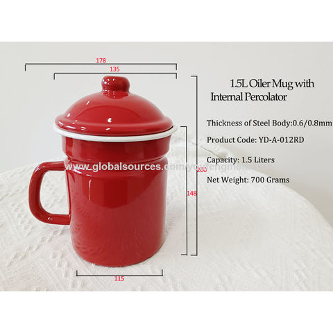 Buy Wholesale China Factory Price 1.5l Enamel Oiler Mug With Internal ...