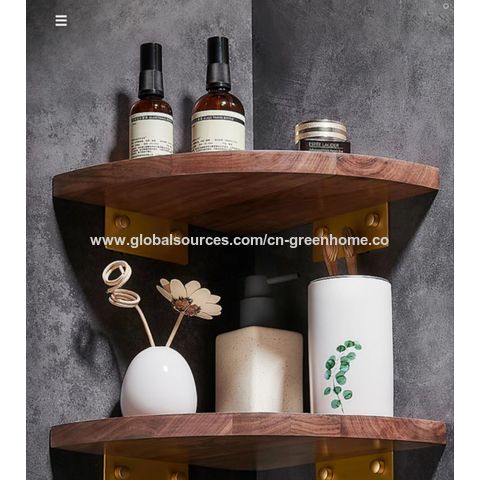 Buy Wholesale China Walnut Wooden Bathroom Rack Free Punching Bathroom ...