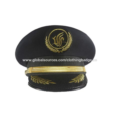 Buy Wholesale China Customized Pilot Cap Black Peak Cap & Security Hat ...
