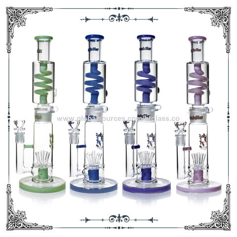 Glass Bong Freezable Coil Smoking Water Pipe Milk Color Glass Sprinkler ...