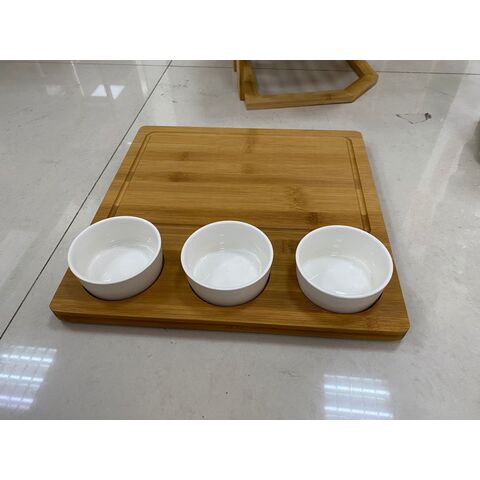 Factory Price Bamboo Serving Plate With Ceramic Dish Bamboo Serving ...
