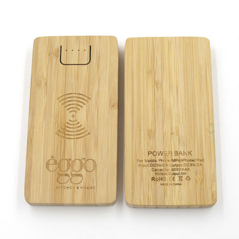 Hot Selling Custom Logo Laser Engraved Portable Wood Phone Charger 4000 ...