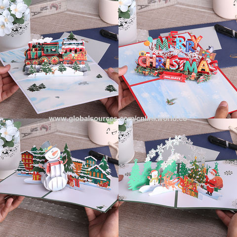 Buy Wholesale China Christmas Card 3d Train Pop Up Greeting Cards Xmas ...