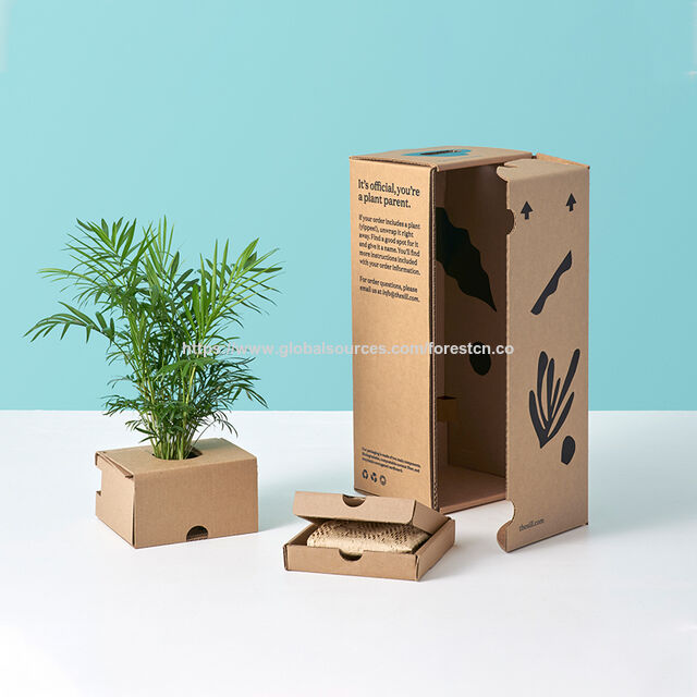 Custom Kraft Plant Box Brown Corrugated Plant Shipping Box Eco-friendly ...