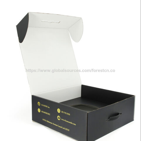 Design Custom Logo Black Color Corrugated Packaging Mailer Box Shipping ...