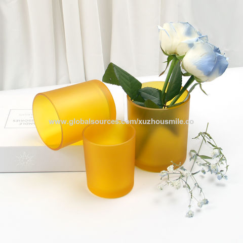 Buy Wholesale China Frosted Yellow Glass Candle Jar Luxury Empty Candle ...