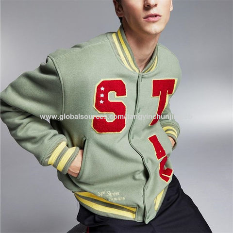 Buy Wholesale China Customized Chenille Embroidery Leather Sleeve Baseball Letterman Varsity ...