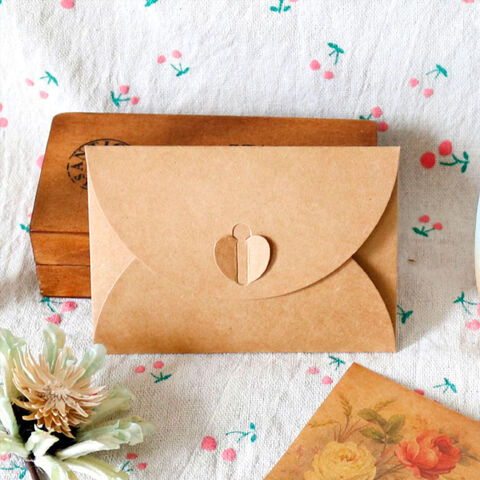 Factory Custom Kraft Paper Heart Shape Pearlized Envelopes Party Gift ...