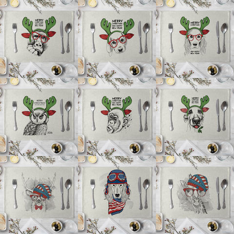 Buy Wholesale China Cartoon Deer Horn Animal Placemat Cotton Linen ...