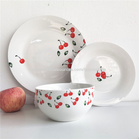 Buy Wholesale China 12pcs Cherry Design Dinner Set Plates And Bowls ...