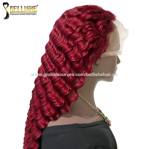 Buy Wholesale China Hair Supplier 99j Red Deep Wave Raw Remy Lace Front ...