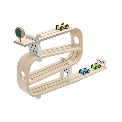 Interactive Mini Race Car Track Game 4 Layers Wooden Car Ramp Toy For ...