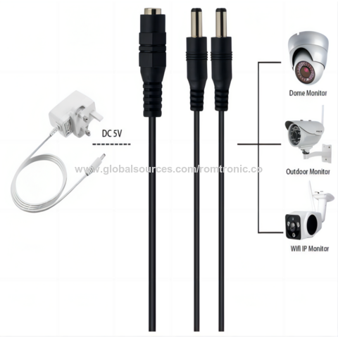 Buy Wholesale China Dc 5.5x2.1mm 1 Female To 2 Male Splitter Cable 2 ...