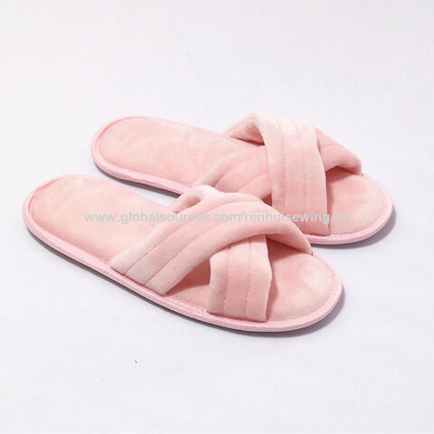 Buy Wholesale China Lady Cross Strap Plush Slipper Woman Slide Slipper ...