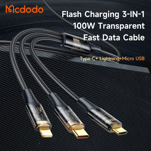 Buy Wholesale China Mcdodo Fast Charging Cables Cords 3-in-1 Clear Case ...