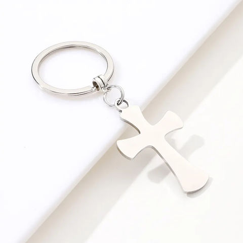 Buy Wholesale China Popular Simple Stainless Steel Cross Key Ring ...