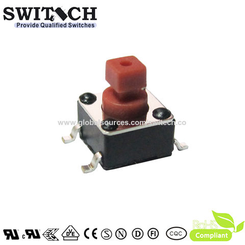 Buy Wholesale China Switech 6l*6w*7.3h Red Square Stem Button 260gf ...