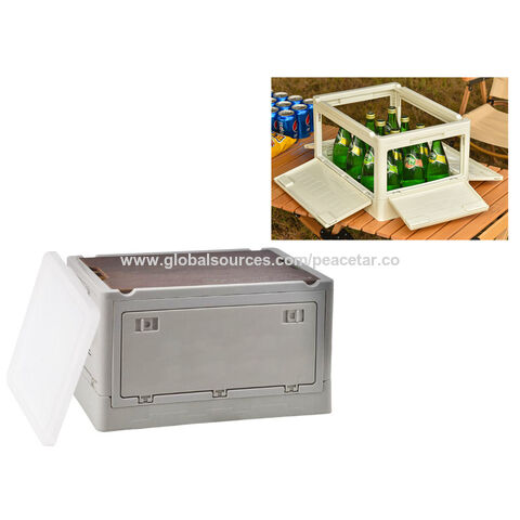Mid-sized Folding Open-side Storage Box With Pp Body & Wooden Lid ...