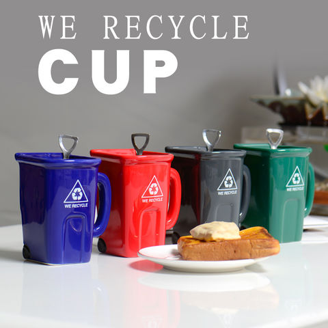Buy Wholesale China Shaped Trash Can Ceramic Mug Green Recyclable ...