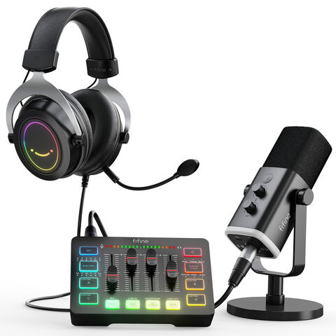Fifine Professional Usb Microphone Monitor Headphone With Sound Card ...