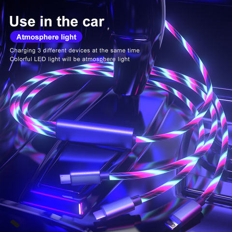 Buy Wholesale China Magnetic Led Flowing Light Luminous Data Cable 3 In ...