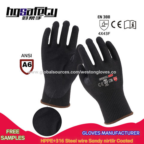 Buy Wholesale China A6 Cut Resistant Working Gloves Nitrile Palm Coated ...