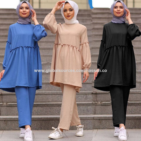 Buy Wholesale China Ramadan Solid Color Two Piece Set For Lady Muslim ...