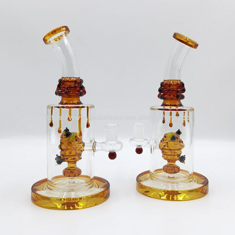 Hand Blow Custom Small Bong Honey Bee Design Glass Smoking Water Pipe ...