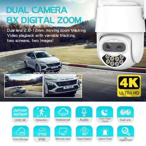 Icsee 8mp Cctv 4k Ptz Ip Camera 8x Zoom Dual-lens Human Detect Wireless ...